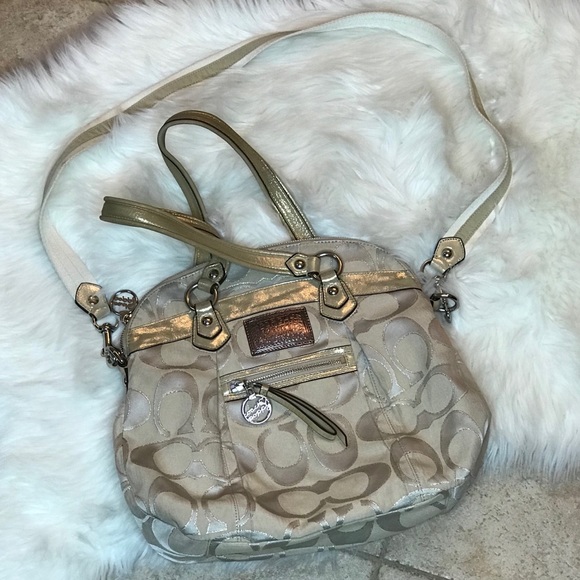 Coach | Bags | Coach Poppy Signature Lurex Highlight Lt Kh Bag | Poshmark